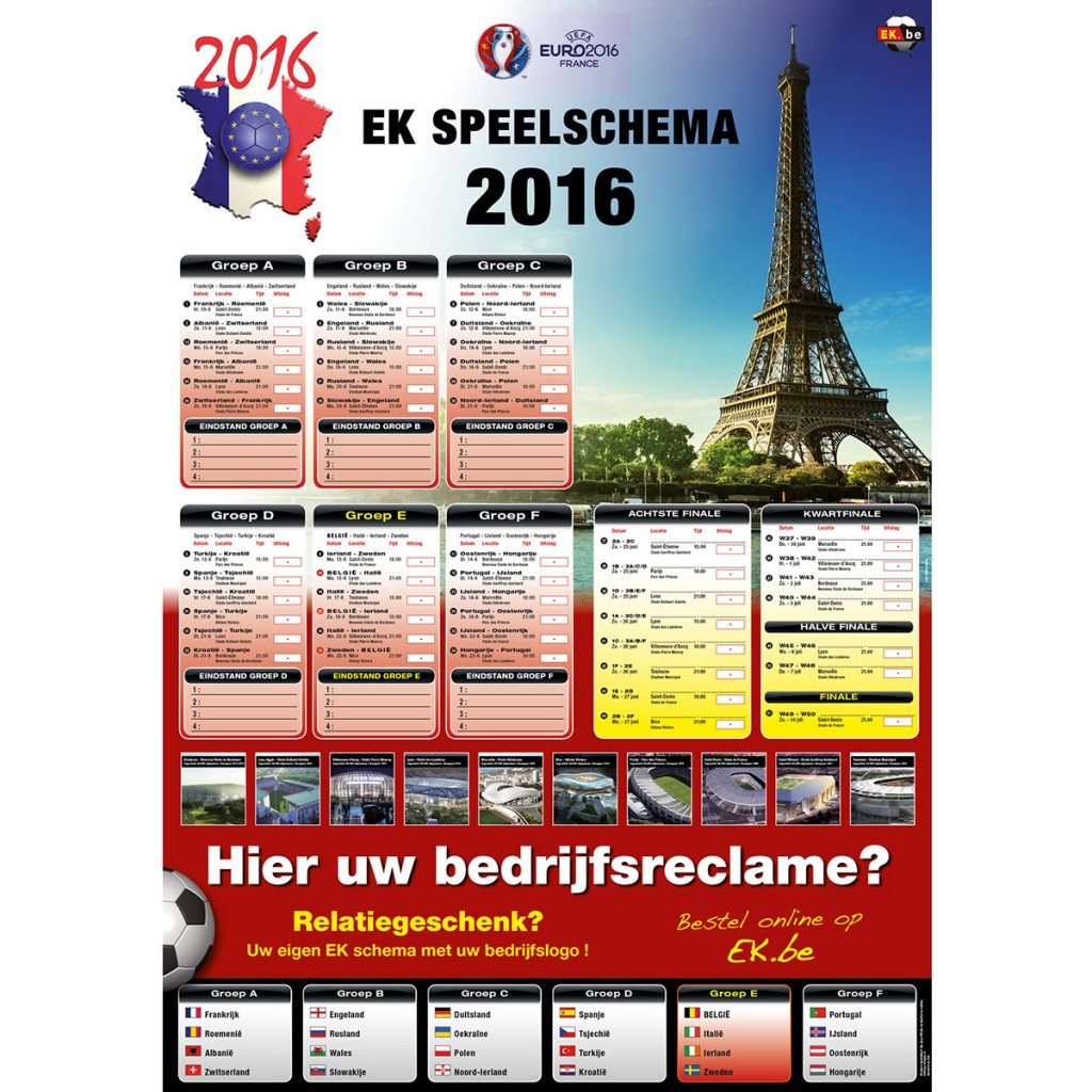 EK speelschema posters model Nederland - 100 stuks | EK voetbal 2016